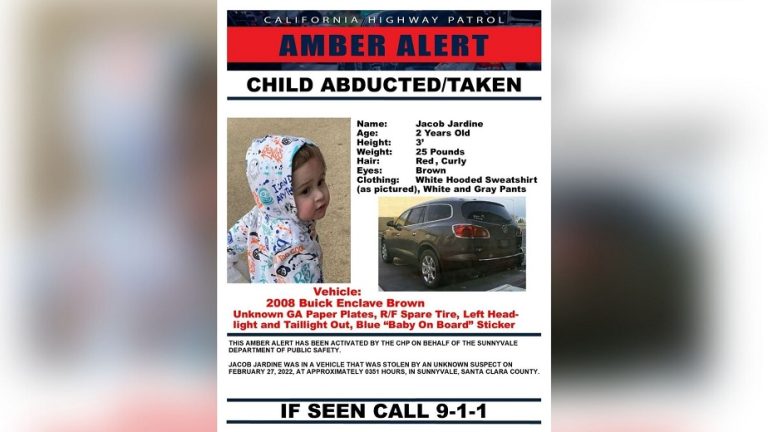 Amber Alert issued for a 2-year-old boy in the San Francisco Bay Area